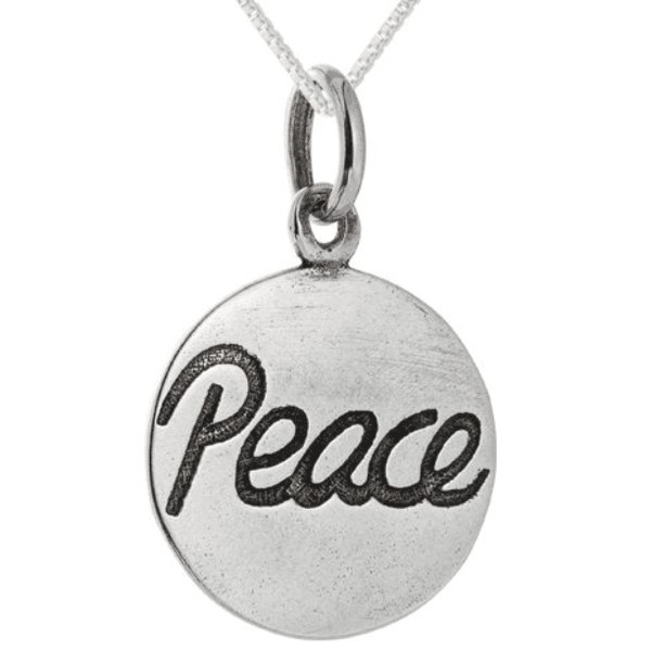 Pingente Medalha Escrito Peace em Prata 925. | Shopee Brasil