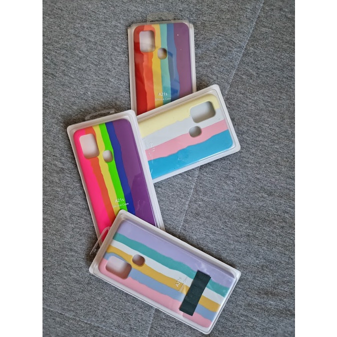 Capa Capinha case de silicone arco íris candy aveludada por dentro SAMSUNG A21S A01 J4 Plus A11 ...