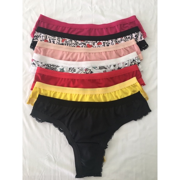 kit 10 calcinha adulto de micofibra com renda na traseira | Shopee Brasil