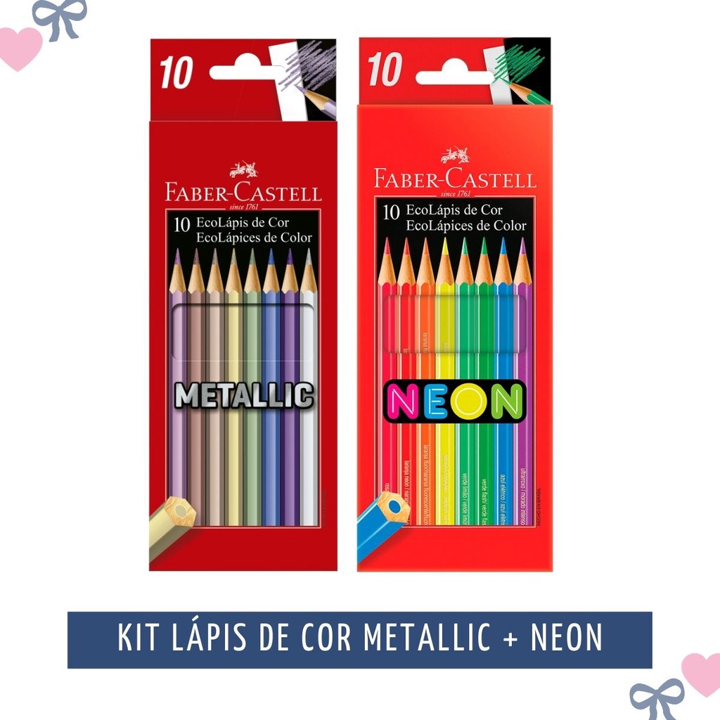 Kit Lápis de Cor Metálico Neon Faber Castell 20 Cores - Melhora o Preço