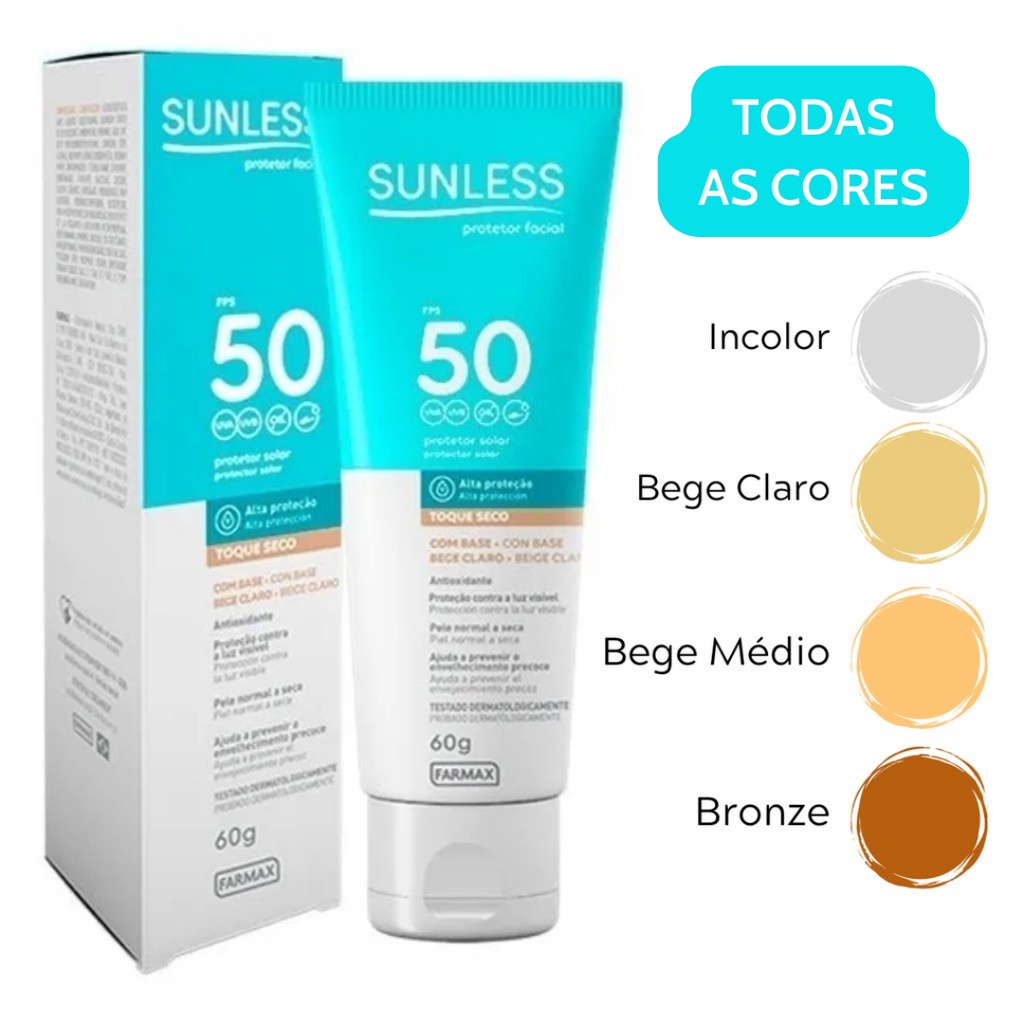 Protetor Solar Facial Toque Seco FPS 50 Com Base Alta Proteção Anti ...