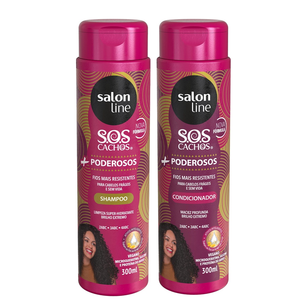 Kit Shampoo e Condicionador SOS Cachos + Poderosos Salon Line ...
