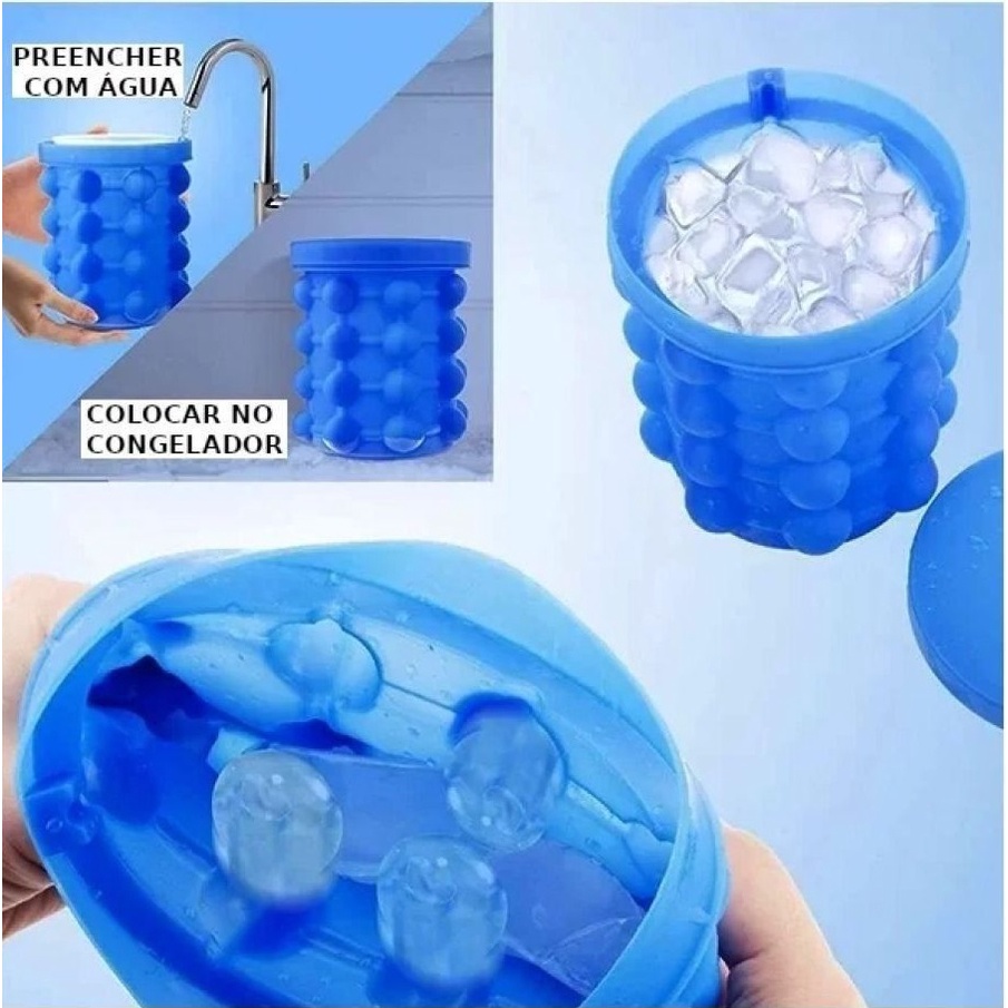 Mini Balde Forma Gelo Em Silicone Ice Magic Cube Da Tv Pratico faz ...