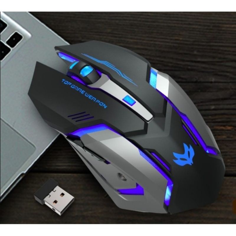 Mouse sem Fio Recarregável Silencioso Gamer RGB / Escritório / Wireless 2,4 Ghz 2400 DPI ...