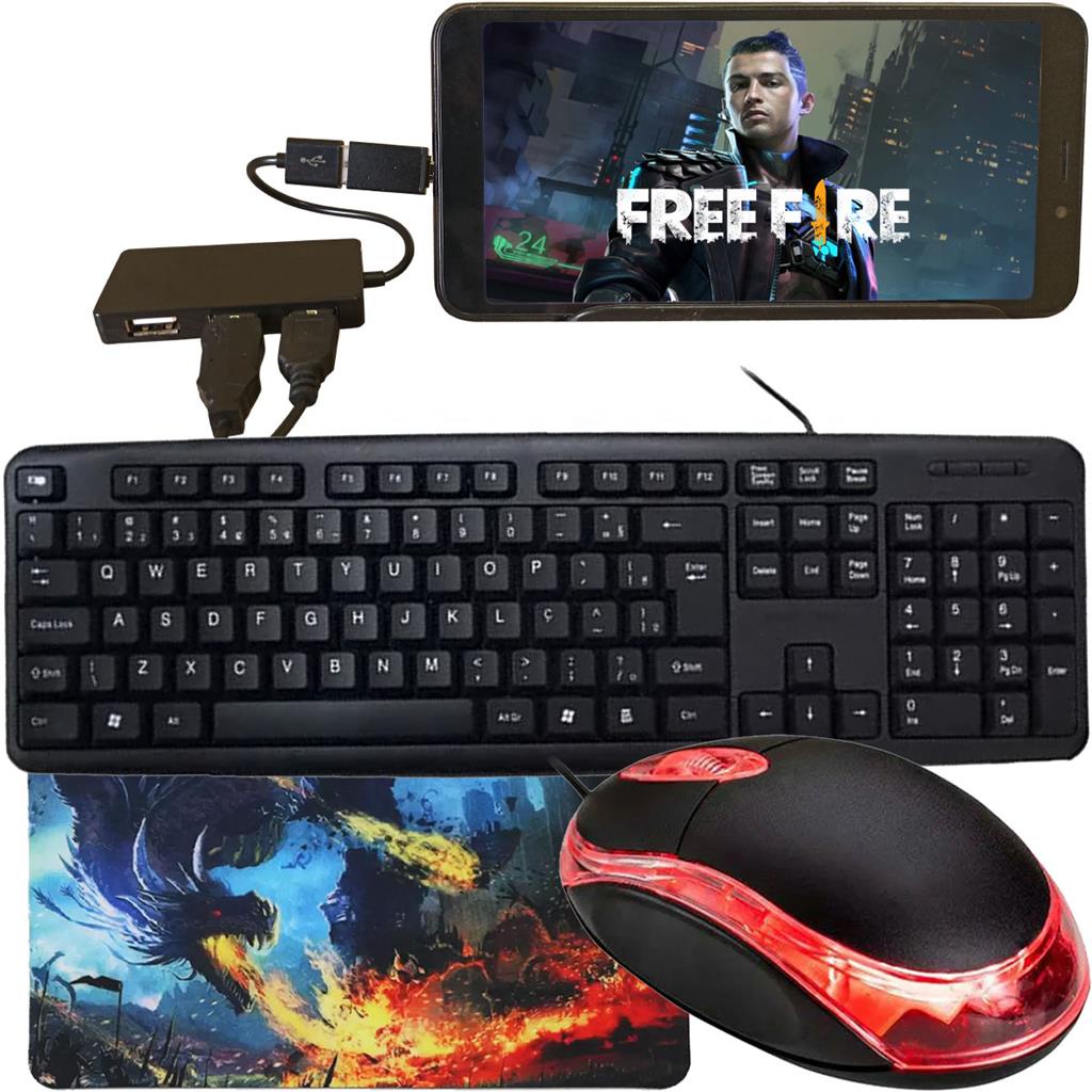 Teclado e Mouse Kit Mobilador FF Gamer Completo Mais Barato Menor Preço ...