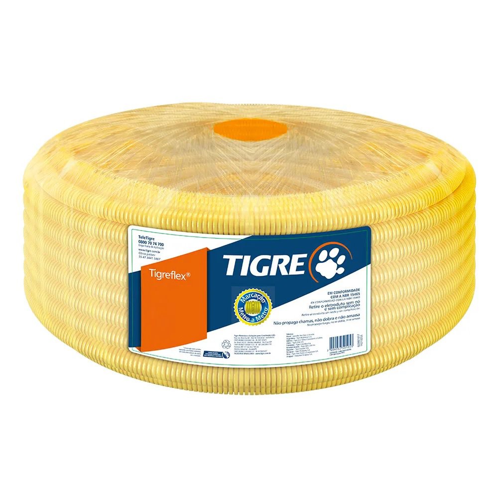 Conduite Tigre Amarelo Flexivel Reforçado 1/2-3/4-1” Eletroduto ...