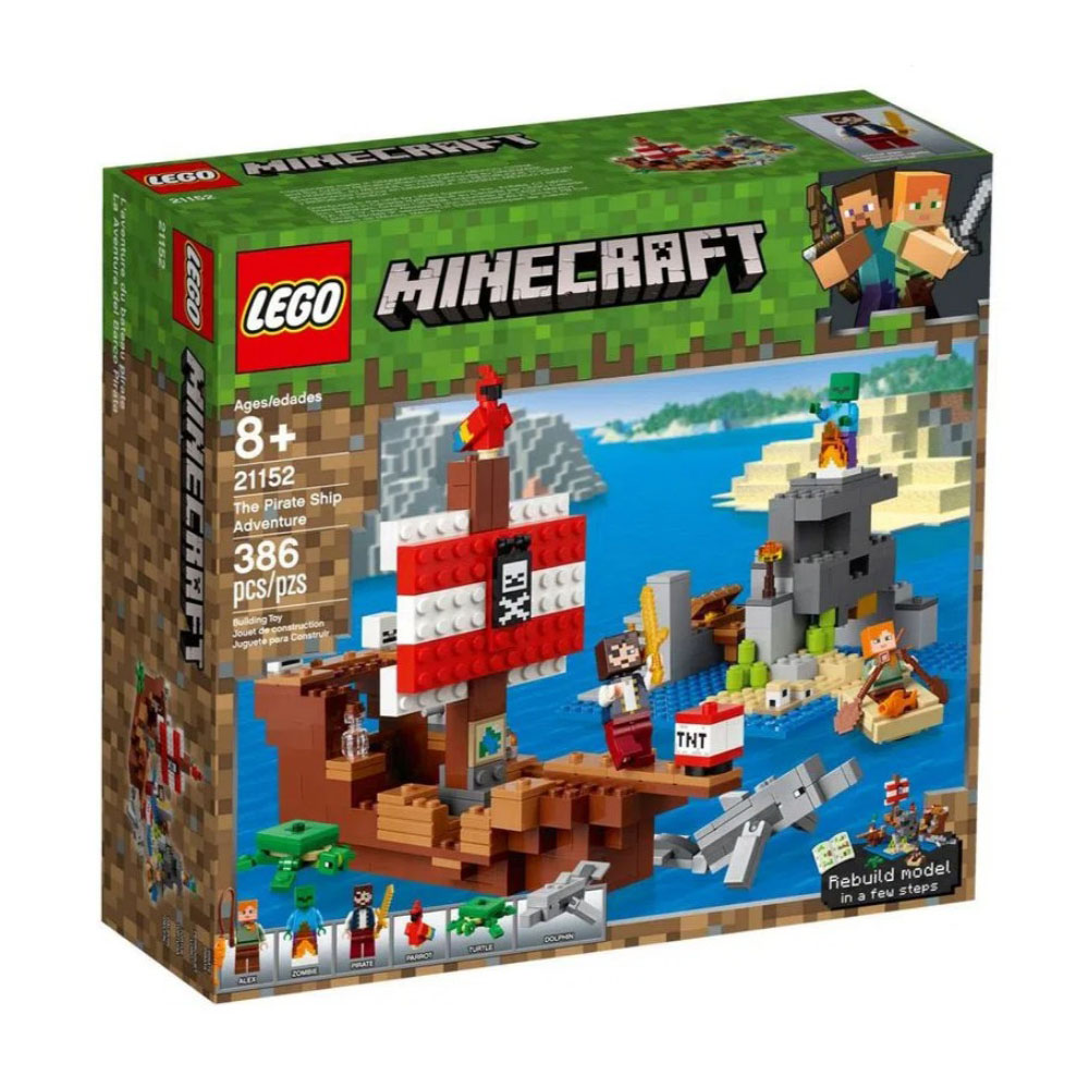 Lego Minecraft - A Aventura do Barco Pirata - 21152 - Lego | Shopee Brasil