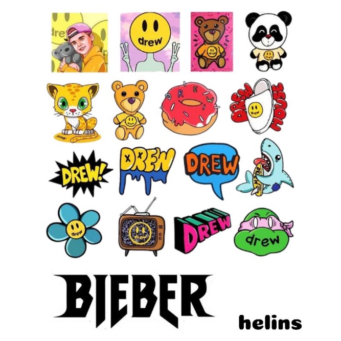 Cartela Drew House 17 Adesivos/Stickers (Justin Bieber) | Shopee Brasil