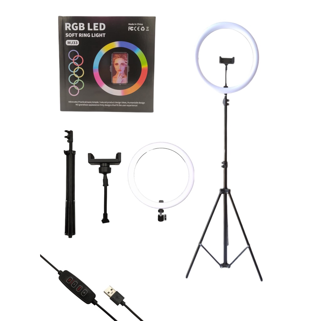 Ring Light Iluminador RGB Grande Colorido Led + Tripé 2,10m ...