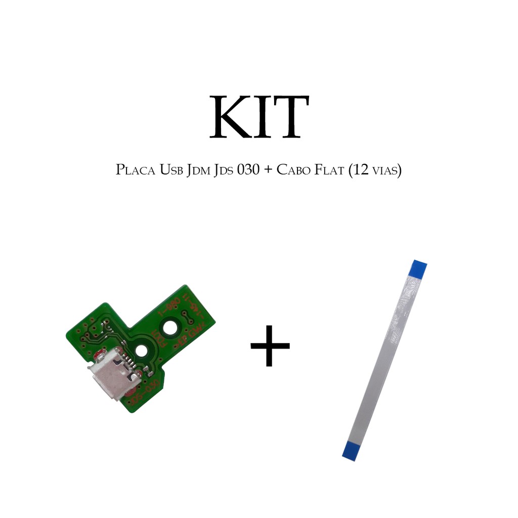 Kit Reparo Controle Ps4 Placa Usb Conector Jds-030 + Cabo Flat 12 Vias ...