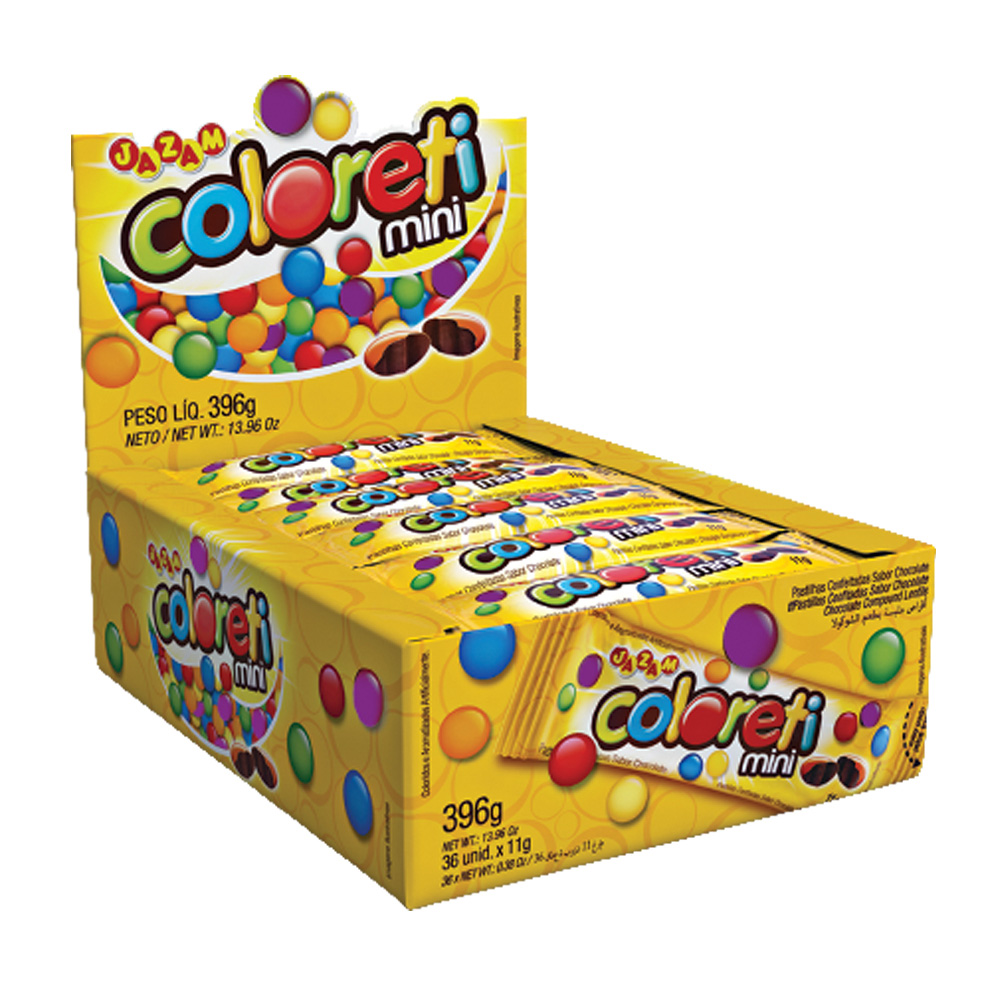 Mini Confeito Chocolate Coloreti 11g c/36 - Jazam | Shopee Brasil