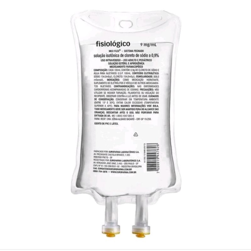 Soro Fisiológico Cloreto de Sódio 0,9% 500 ML | Shopee Brasil