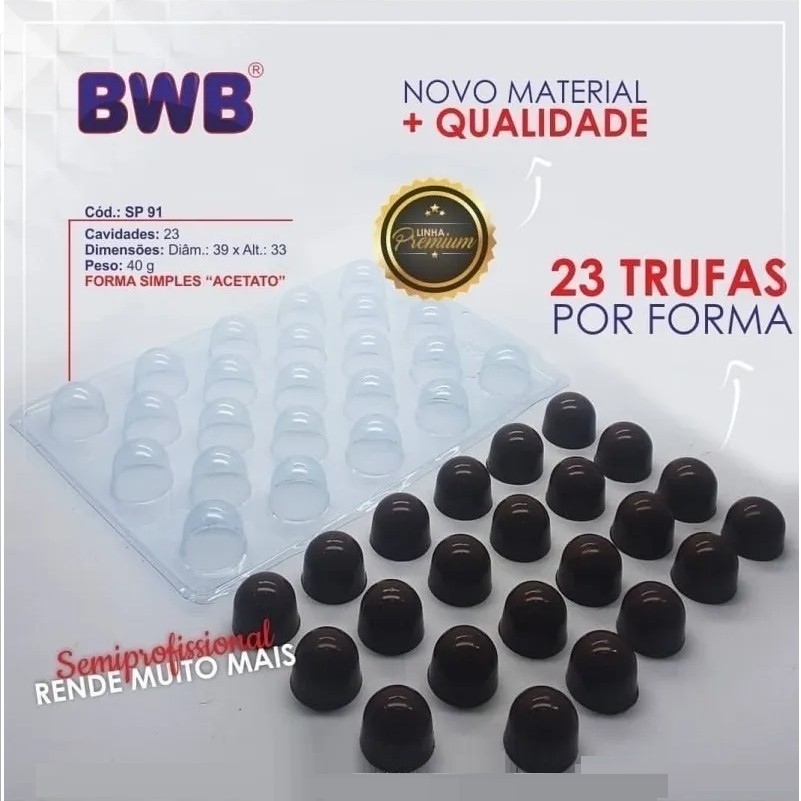 Forma de Trufa Média Tradicional Chocolate Semi-profissional Ref. 3504 ...