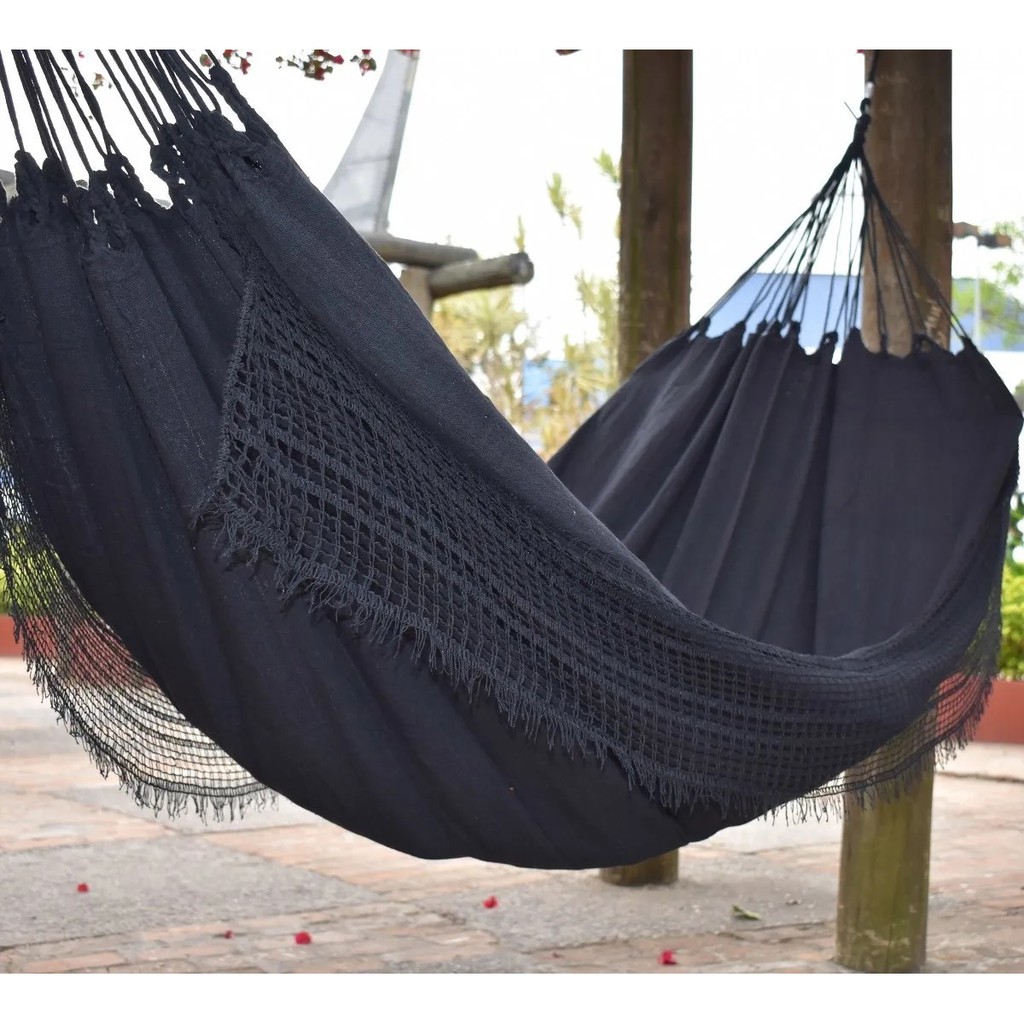 Rede De Dormir Descanso Toda Preta Jeans Gigante Resistente Algodao ...