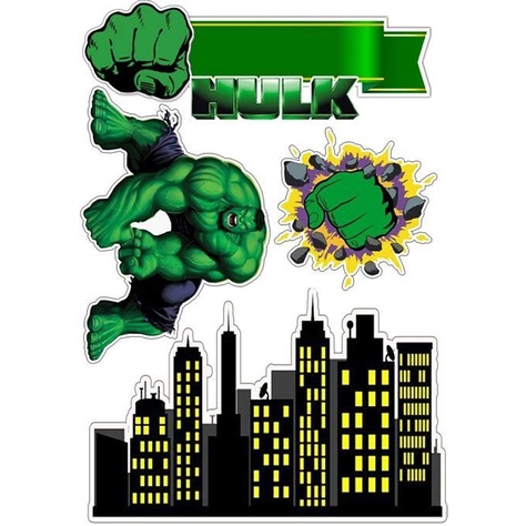 Topo Topper Bolo HULK Cortado Colado ENVIO IMEDIATO Personalizado ...