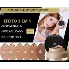 Base Eudora Velvet Matte Mousse Glam 3 em 1 (base, corretivo e pó ...
