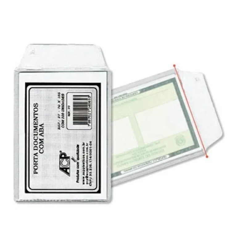 Protetor Capa transparente 75x105 mm Identidade Documentos com abas de ...