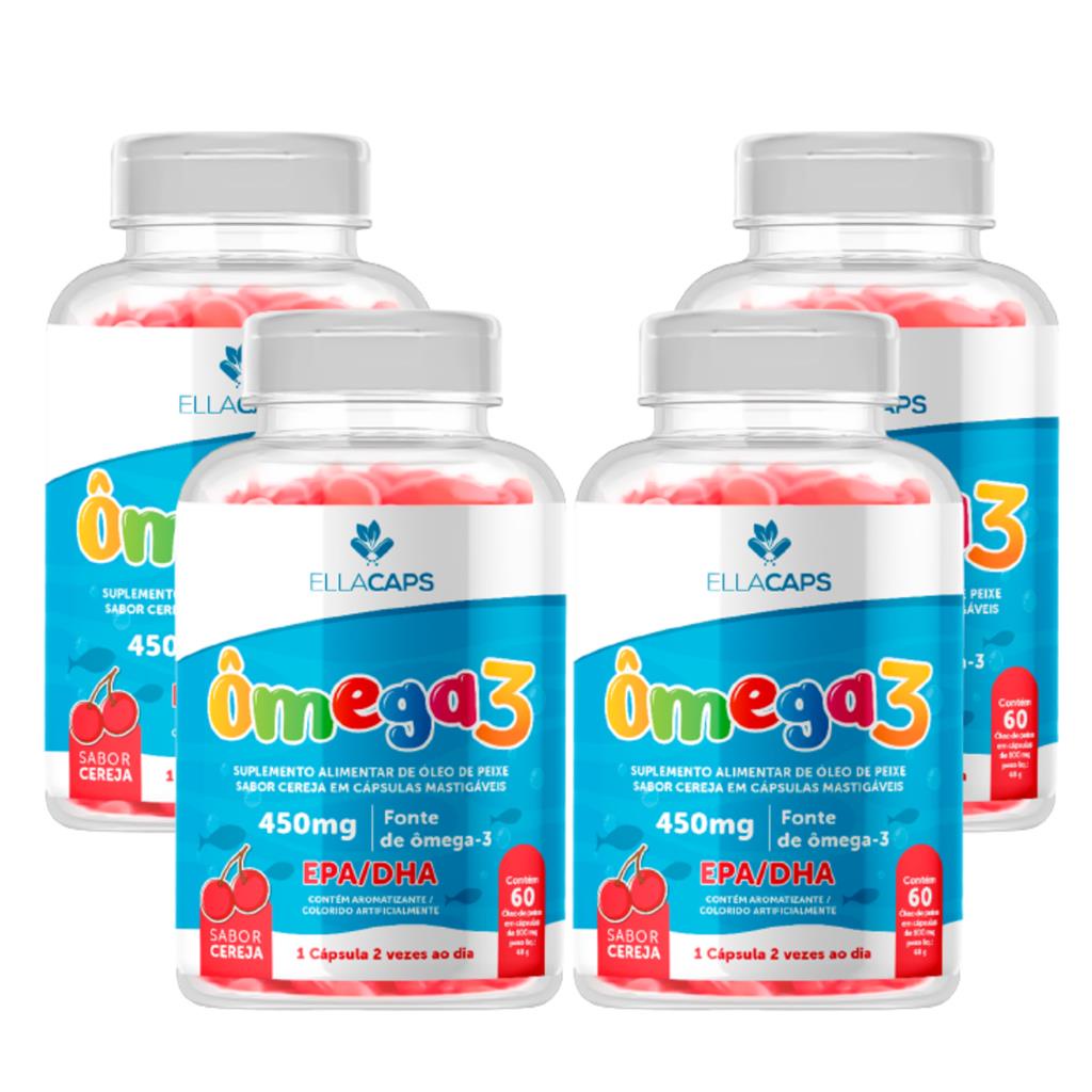 Kit 4 Omega 3 Kids 450mg Epa/dha - Com 60 Capsulas - Ellacaps | Shopee Brasil