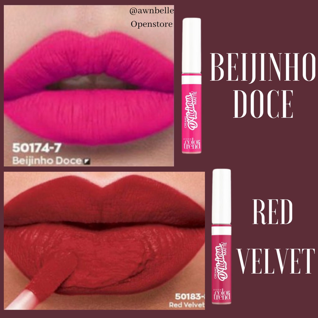 Batom Líquido Avon Creamy D'Licious Matte - BEIJINHO DOCE - RED VELVET ...