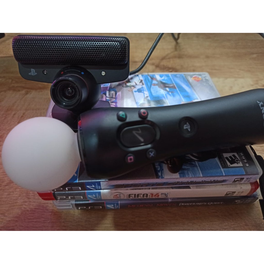 Kit Move Ps3 Ps Move Controler (bolinha) + Eye + Jogos - Escorrega o Preço