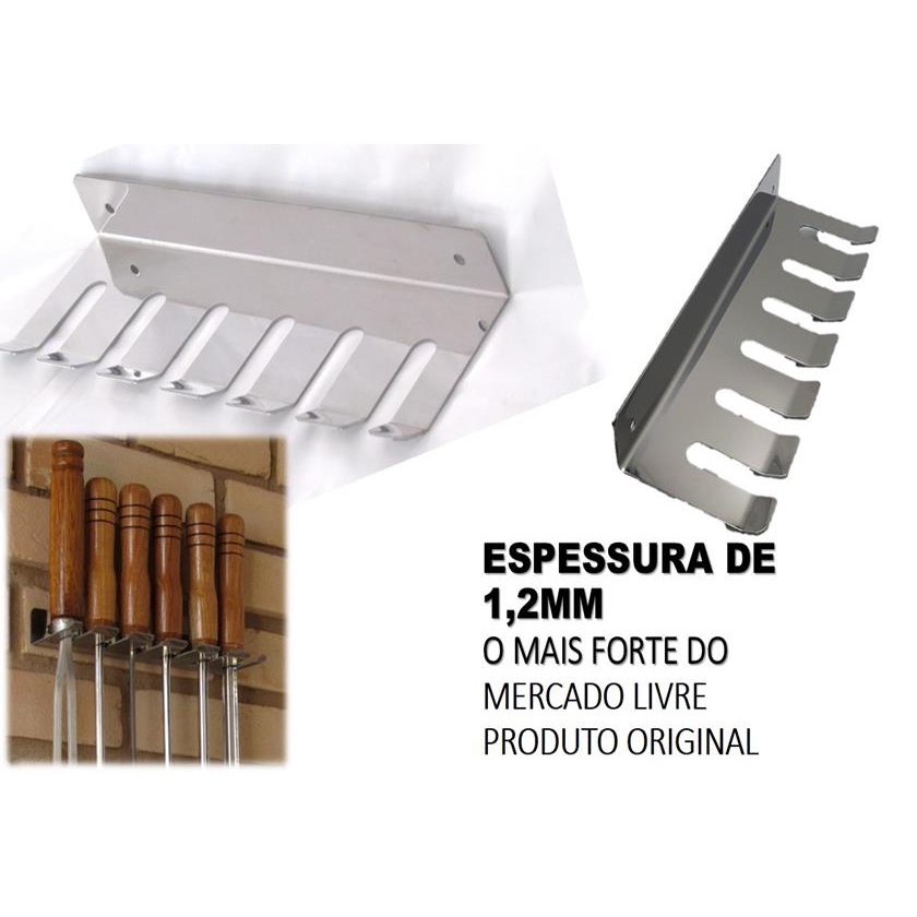 Porta espeto de parede em inox para 6 espetos | Shopee Brasil