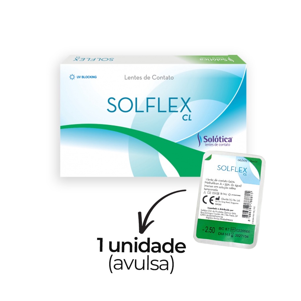 Lente de Contato 1 Unidade Solflex CL Solótica Incolor com grau Uso ...