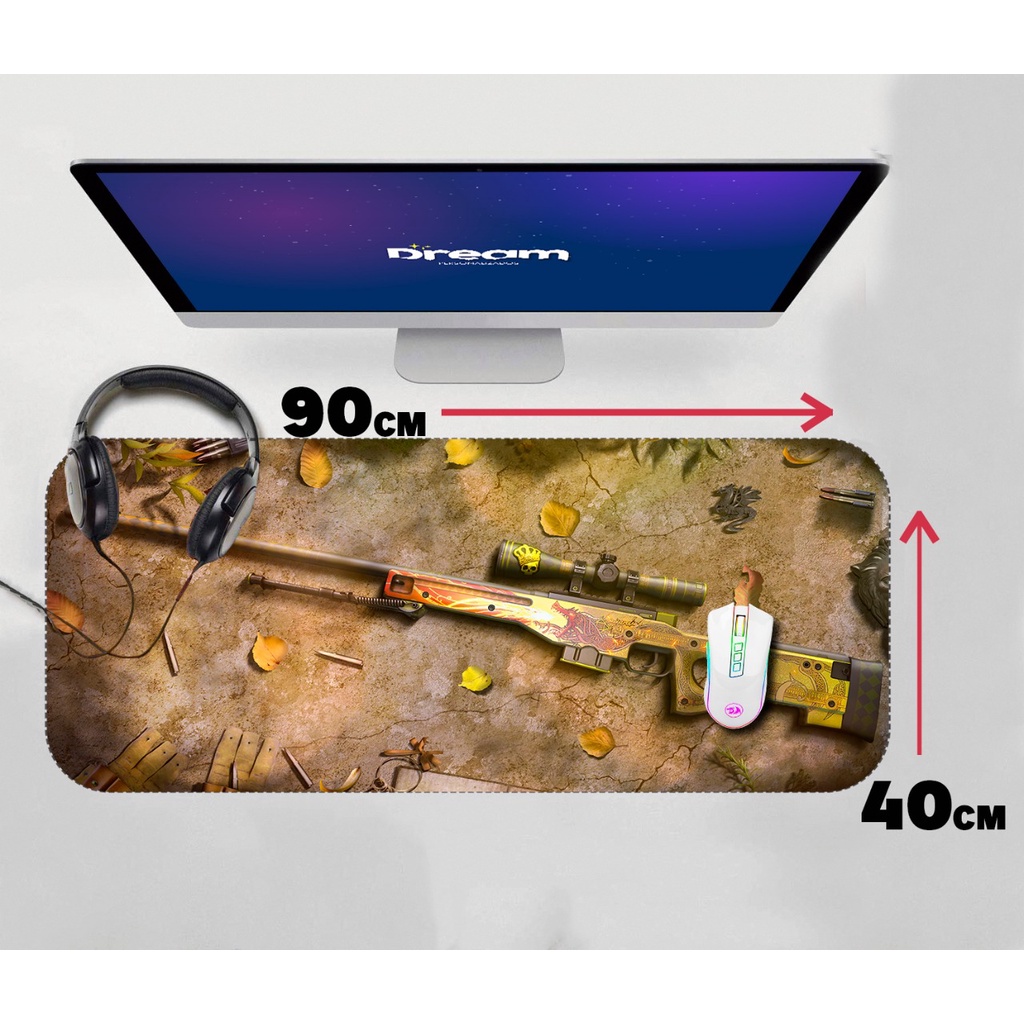 Mouse Pad Gamer CS GO Counter Strike Grande 90x40 Personalizado awp ...