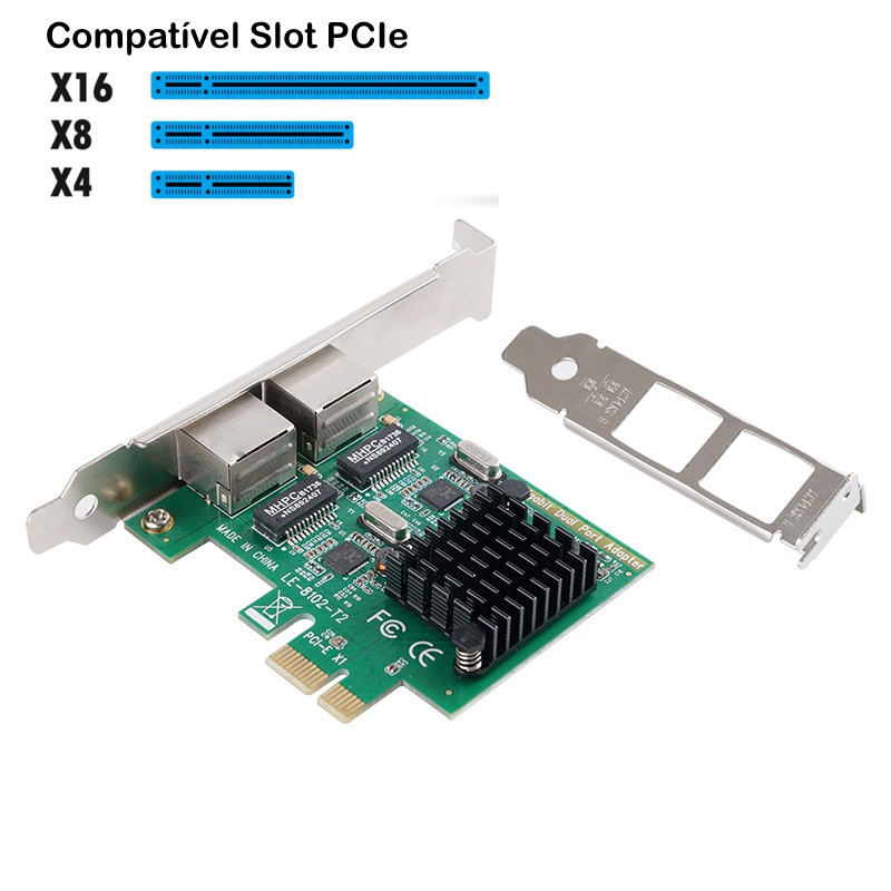 Placa De Rede Realtek Dual 2 Portas Gigabit Pcie X1 | Shopee Brasil