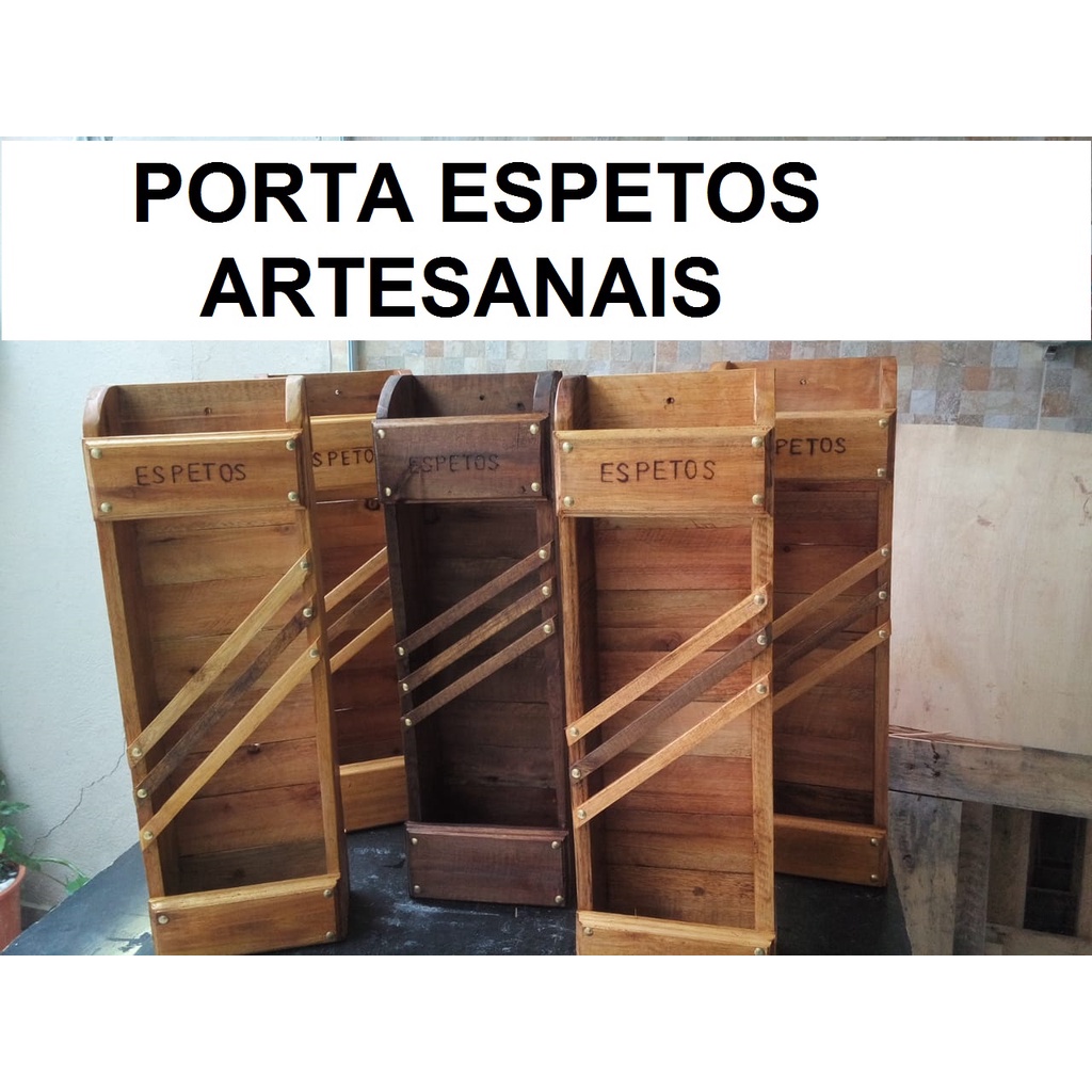 CAIXA PORTA ESPETOS DE CHURRASCO EM MADEIRA ARTESANAL E RÚSTICA ...