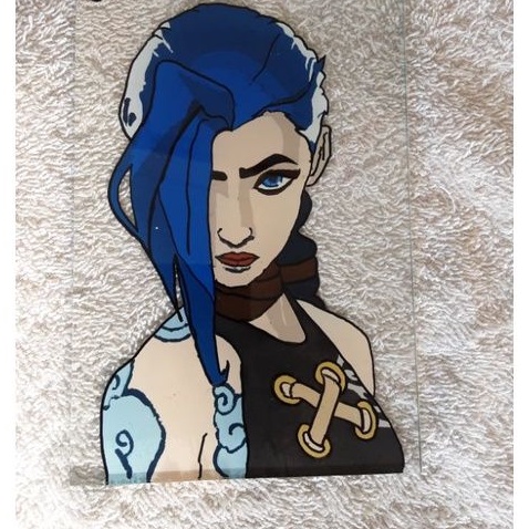 Quadro Pintura no Vidro Glass Painting Jinx Arcane League of Legends ...