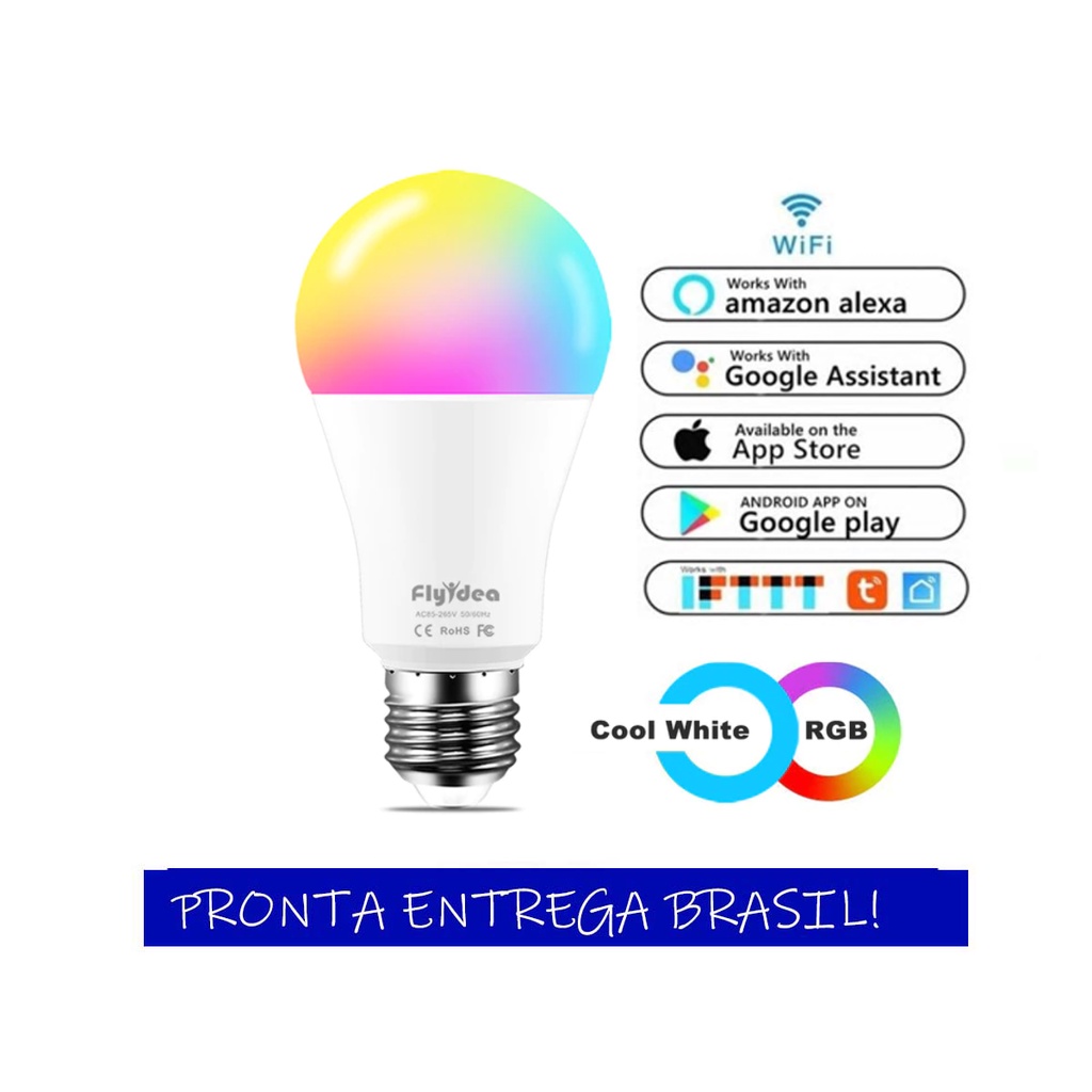 Lâmpada alexa Inteligente RGBW RGB 15w Smart LED Wifi Automação ...