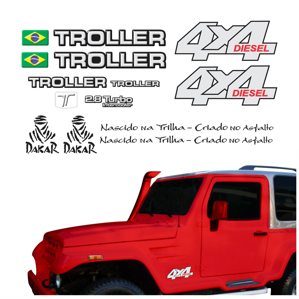 Kit Completo Adesivos Troller 2.8 Turbo 4x4 Diesel 2003 R821 | Shopee ...