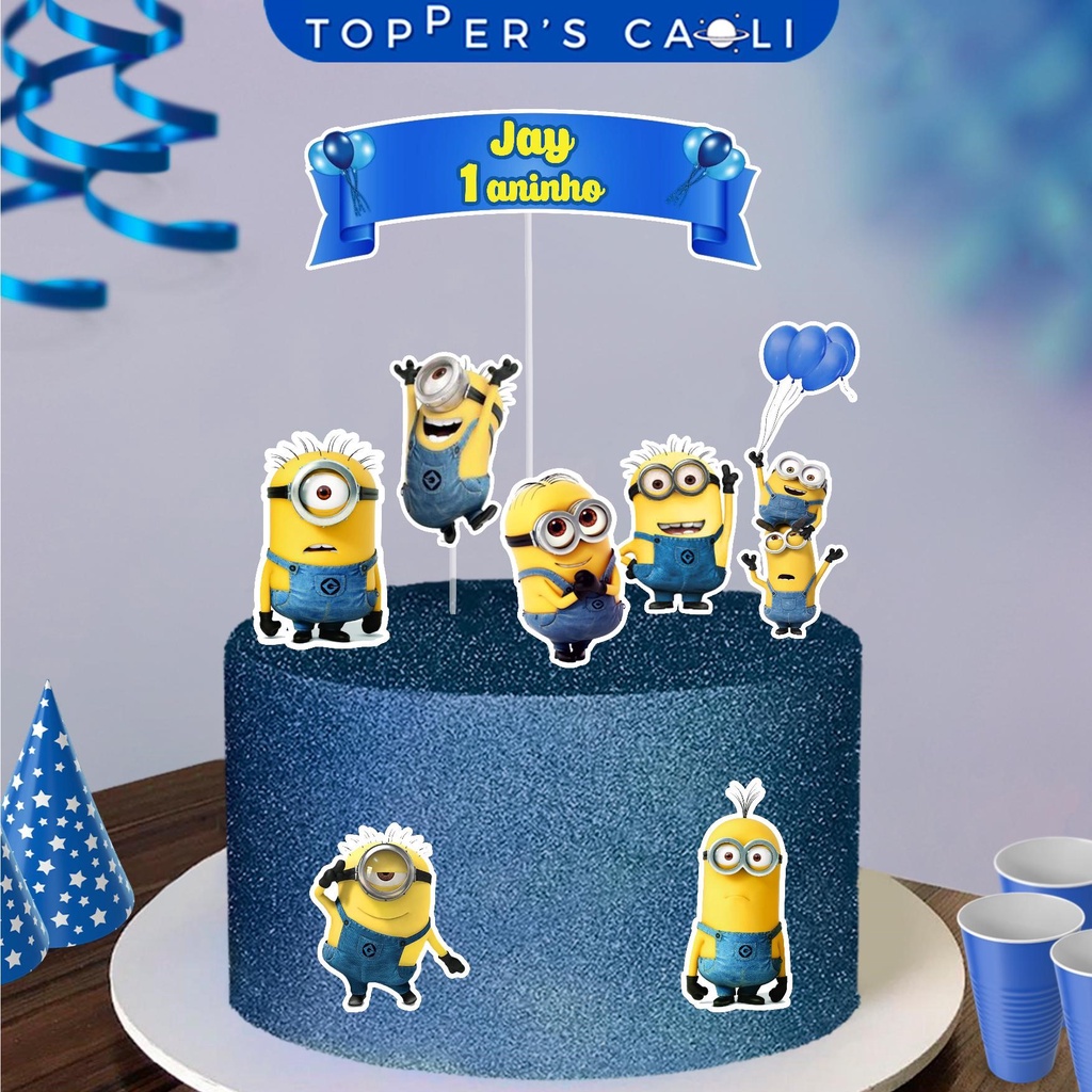 Topo de Bolo Minions (Topper Personalizado) Decoração Festa | Shopee Brasil