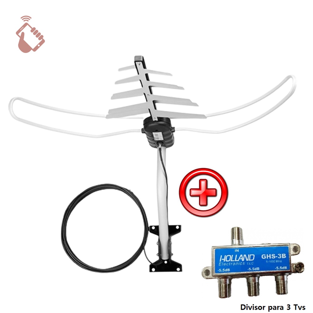 ANTENA DIGITAL EXTERNA PARA TV COM 16 M DE CABO PARA INSTALACAO ...