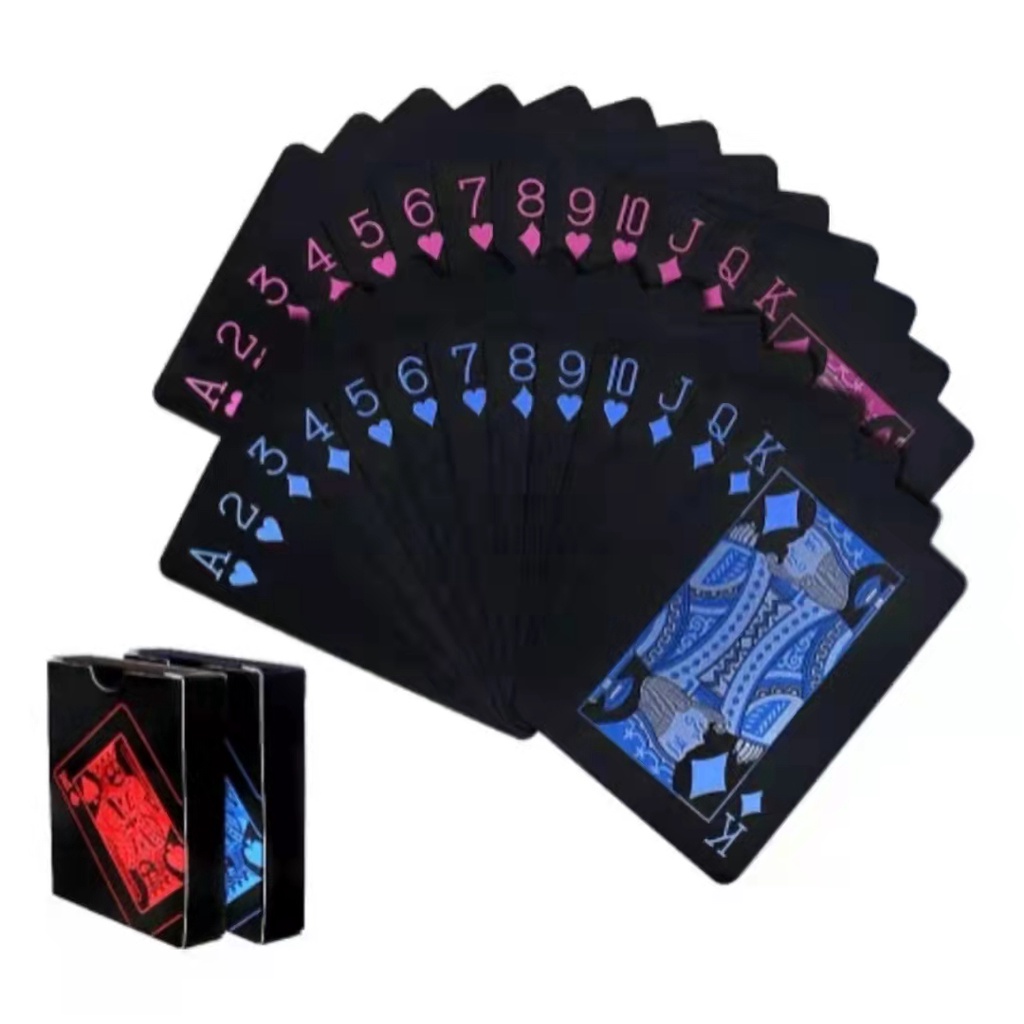 Baralho a Prova de Água Preto Dourado Poker Truco Cartas Jogos ...