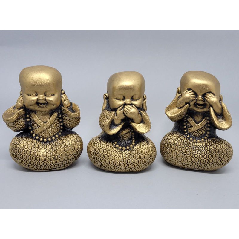 Buda Trio de Buda Decoração Sabedoria Surdo Cego e Mudo 13 cm Budas ...