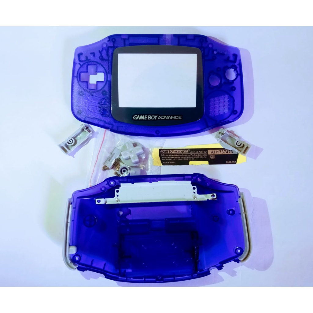 Carcaça Gameboy Advance gba azul transparante + lente +kit parafusos e ...