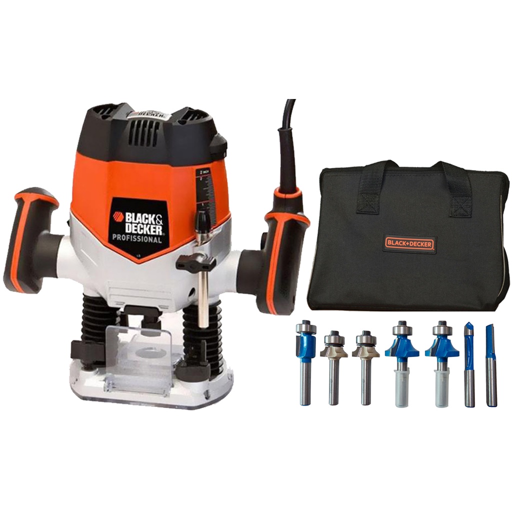 Tupia de Coluna 1200 W com bolsa e fresas RP250BE Black + Decker 220 V ...