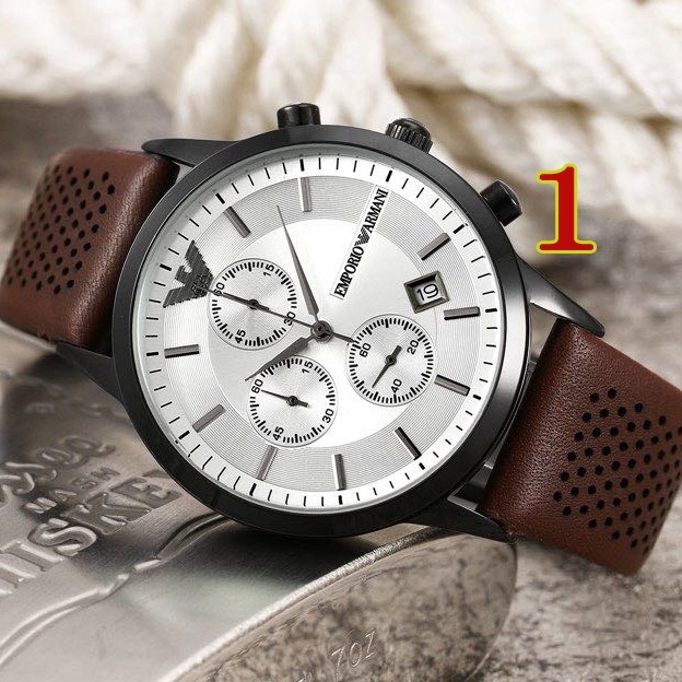 Rel Gio Masculino Emporio Armani Com Pulseira De Couro Cron Grafo Tr S Olhos Rel Gio Empresarial