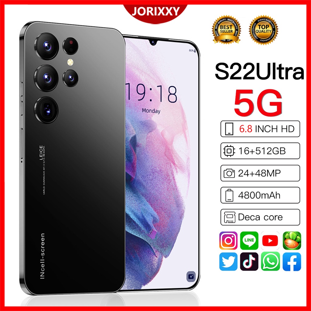 Smartphone S22 Ultra 6.8 Polegadas 16 + 512GB Desbloqueio Com Impressão Digital Android 5G ...