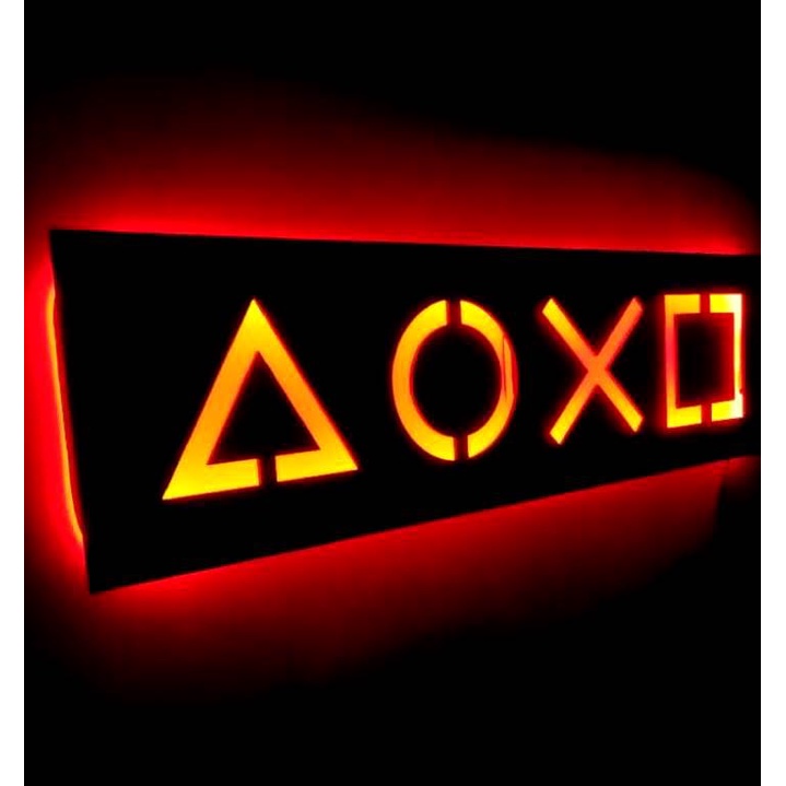 Quadro de Led Painel Luminoso Gamer Playstation simbolos game Quadro ...