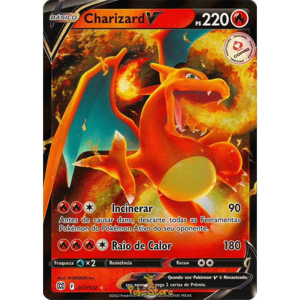 Carta Pokemon Charizard V Português Card Original Copag | Shopee Brasil