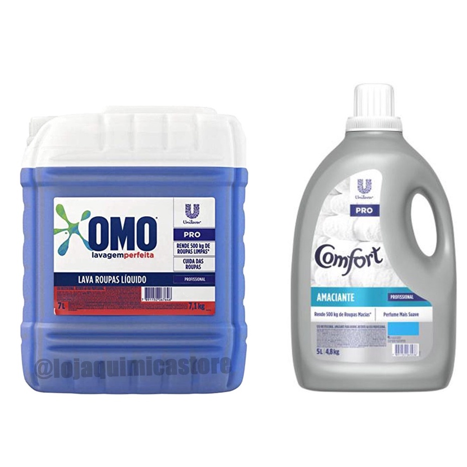 Kit Lava Roupas - 1 Sabão Líquido Omo Pro Lavagem Perfeita Pro 7L e 1 ...
