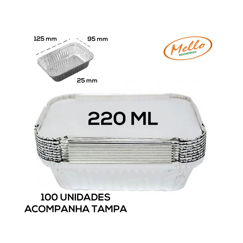 Embalagem Marmitex Alumínio 220ml Cx 100 | Shopee Brasil
