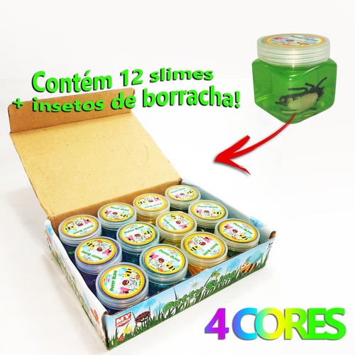 Kit 12 Slime Pote Meleca Colorida Inseto Barata Tollar Susto | Shopee ...