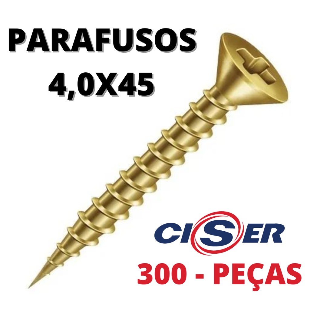 Parafuso Chip Para Madeira MDF 4x45 Phillips 300Un - Caixa | Shopee Brasil