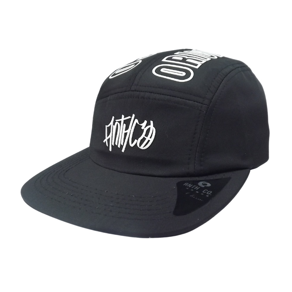 Boné Masculino Five Panel Aba Reta Modelo Aberto Strapback Fitao Preto ...