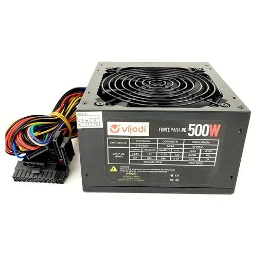 Fonte Atx Gamer 500w Reais Ultra Silenciosa Alta Performance Pc Bivolt