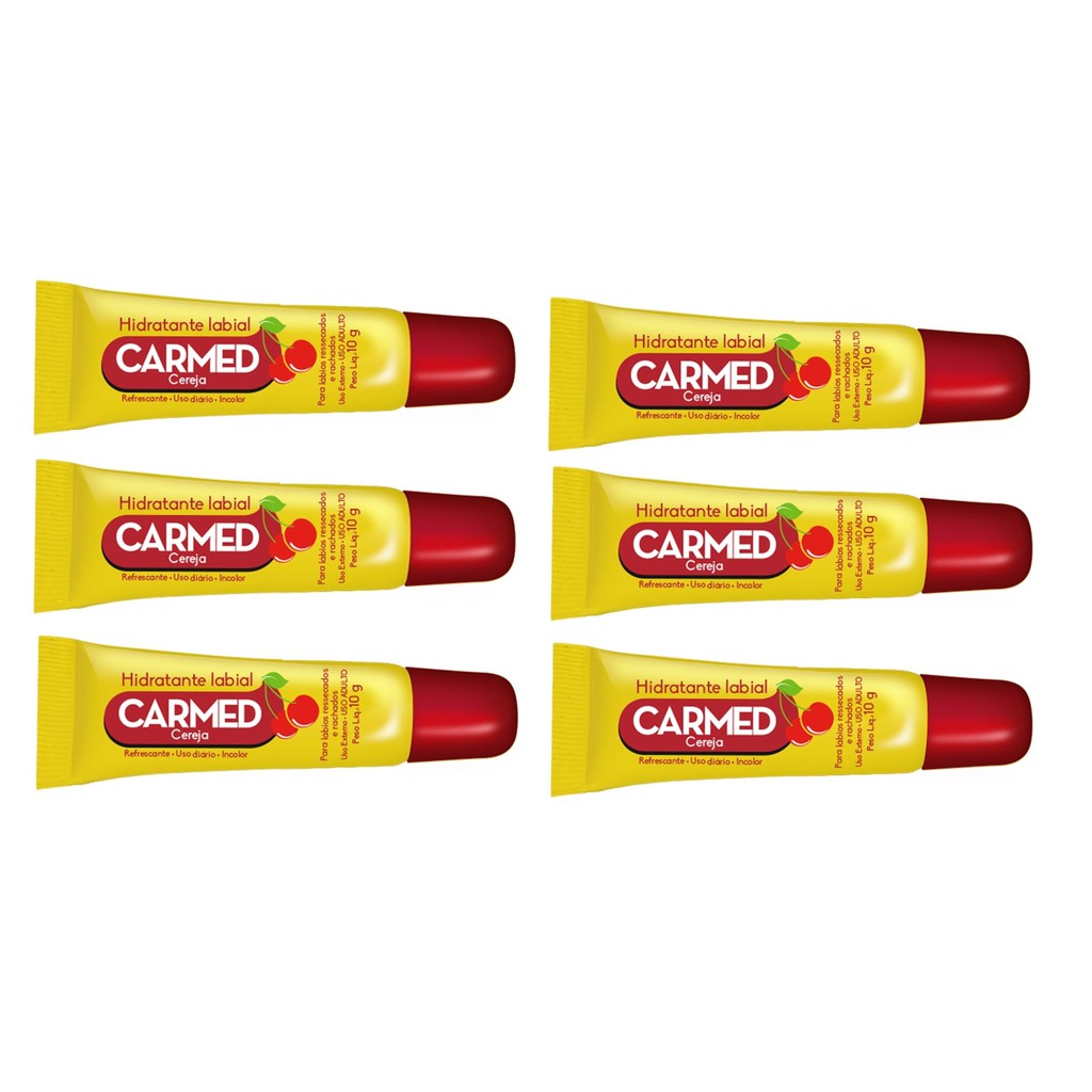 Kit com 6 Hidratante labial Diário Carmed sabor cereja Cimed 10g @ Original | Shopee Brasil