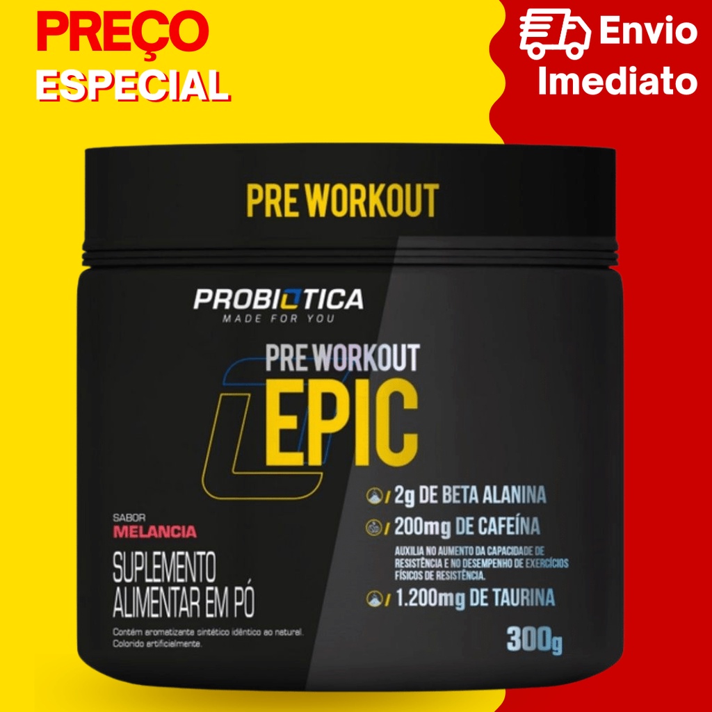 Pre Treino Suplemento Epic Pre Workout 2g Beta Alanina 200mg cafeina ...